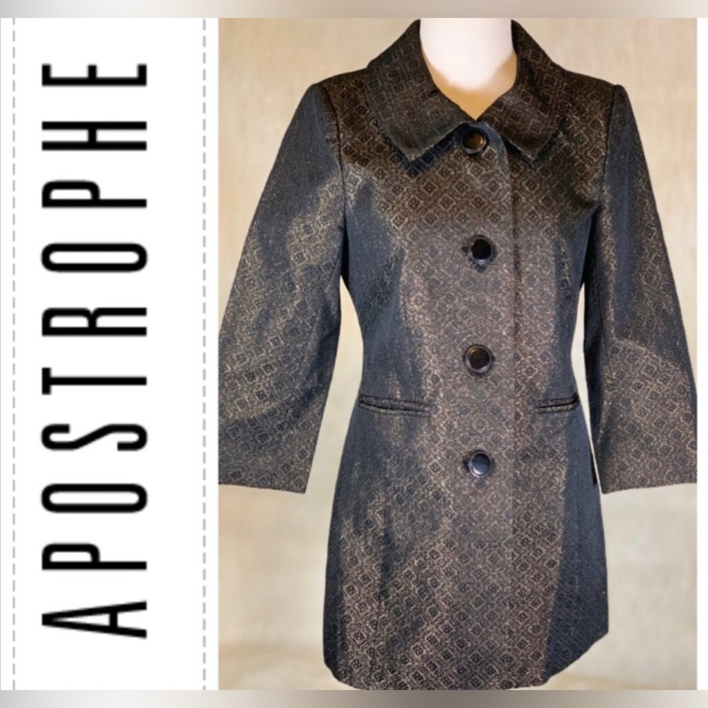 French Designer Apostrophe Metallic Jacket - Gem